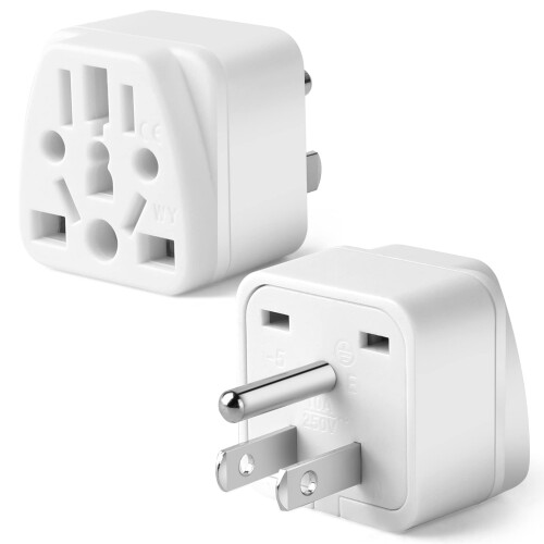 2-Pack US Travel Plug Adapter, EU,UK,AU,in,CN,JP,Asia,Italy,Brazil to ...