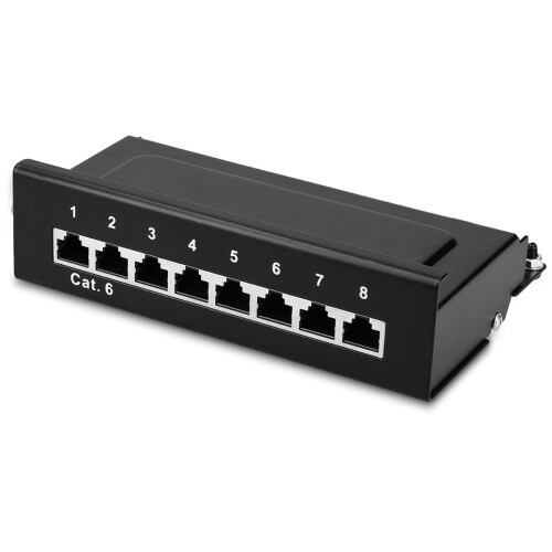 8 Port Patch Panel - RJ45 Cat6 Shielded Network Splitter Panel with ...