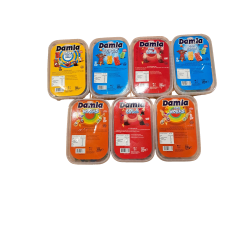 Damla Assorted Sweet Tubs Sour & Gummy Fruit Flavoured Sweets 7 x 200g ...