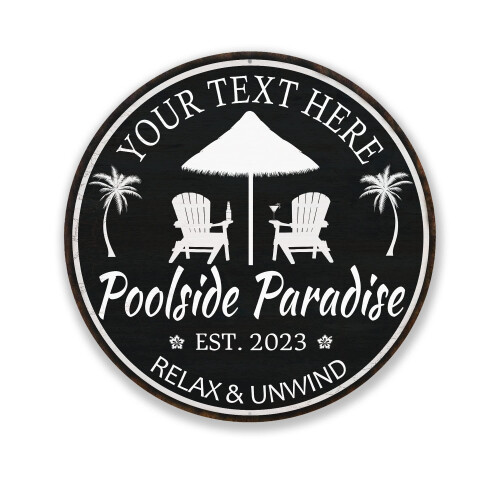 Personalized Poolside Paradise Sign Backyard Sign Tropical Wall Decor ...