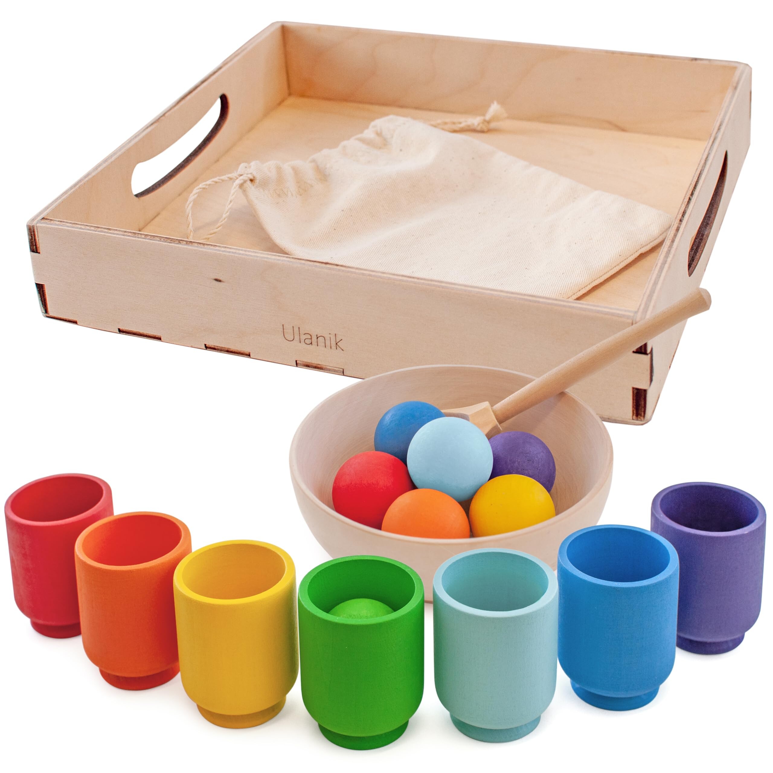 Ulanik Rainbow Balls in Cups Toddler Montessori Toys for 1+ Year Old ...