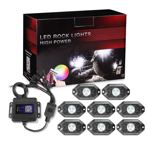 RGB Rock Light Kits OFFROADTOWN RGB LED Rock Lights with 8 pods Lights ...