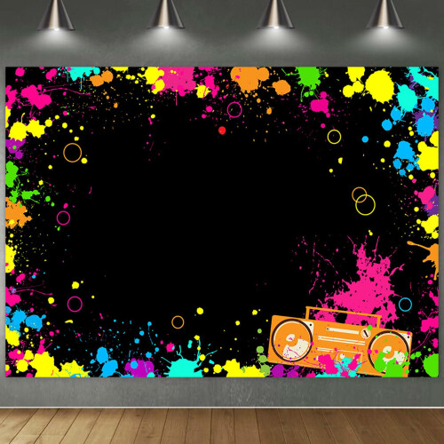 Avezano Let's Glow Splatter Photo Background Glow Neon Party Backdrop ...