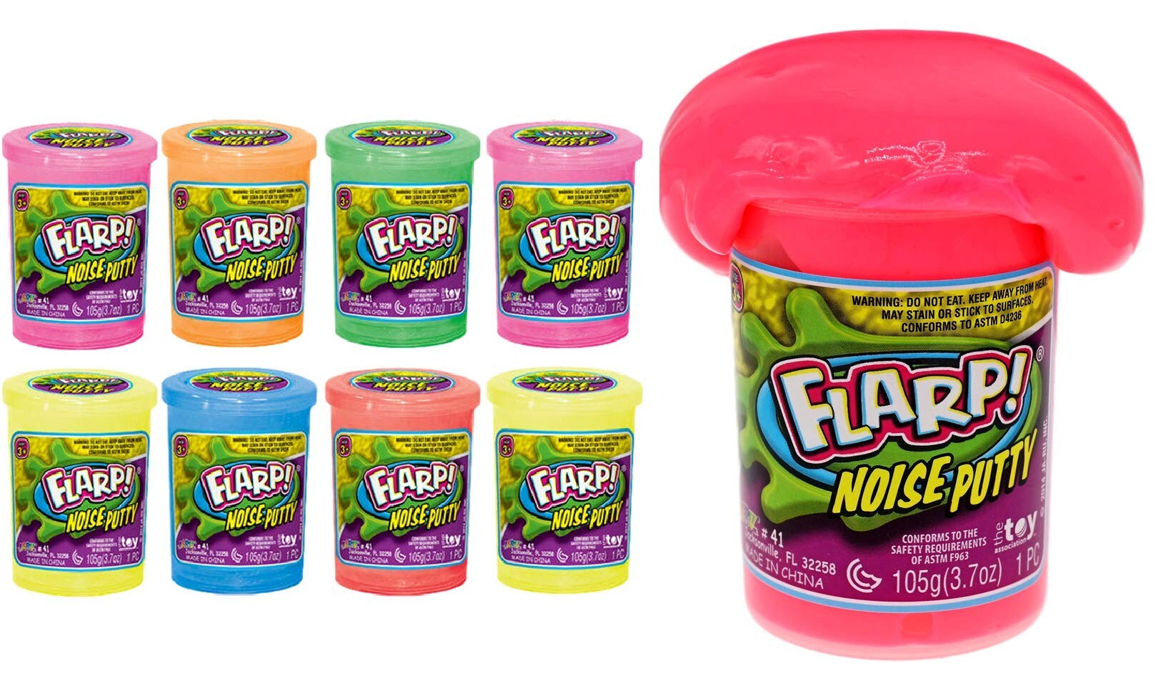 JA-RU Flarp Noise Putty (Pack of 8) Fidget Toy Putty Passing Gas Sound ...