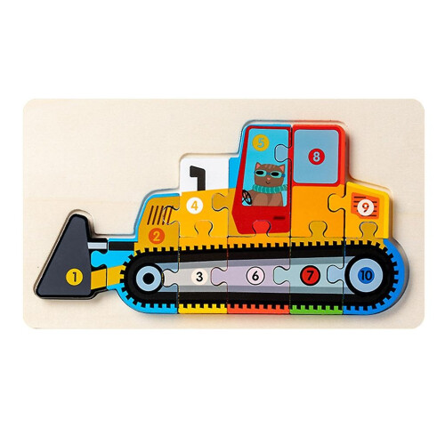 (Bulldozer) Wooden Puzzles For Kid Construction Vehicle Puzzle Wooden ...