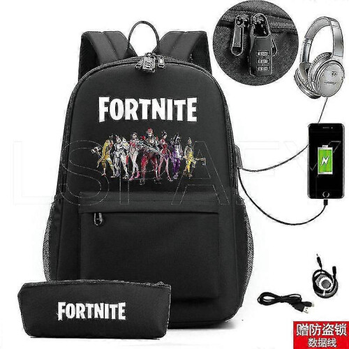 (21) Fortnite Game Backpack Student Bag Usb Charging 3d Fortnite ...