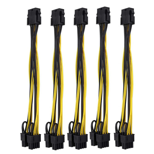 5Pcs 30cm GPU 8Pin to 2X8Pin(6+2) Graphic Card for Miner Double PCI-E ...