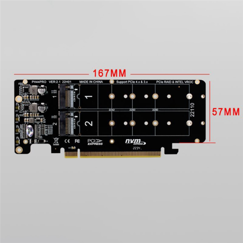 Double-Sided 4-Disk NVME RAID Card PCIeX16 to M.2 M-Key NVMEx4SSD 2U ...