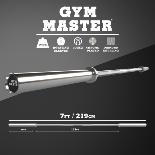 (7ft Olympic) GYM MASTER 2" Diameter Olympic Barbell with Spring Clip ...
