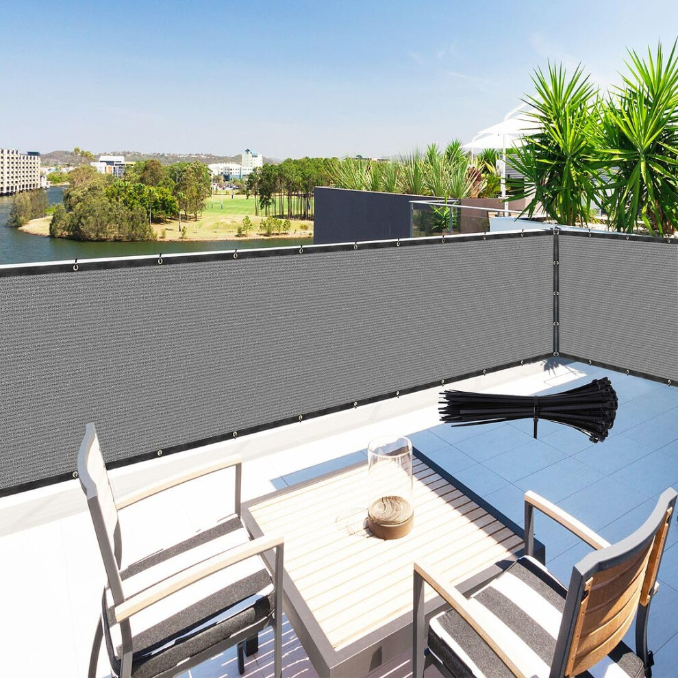 Houssity Zip Cable Ties and Grey 3' x 10' Balcony Deck Fence Privacy ...