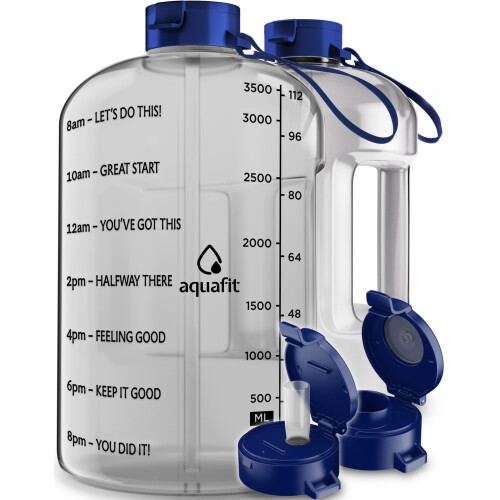 AQUAFIT 128 oz vattenflaska med tidsmarkr - halm & Chug lock - BPA-fri ...