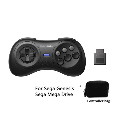 8BitDo M30 2.4G Wireless Black and White Gamepad for Gega Genesis Mini and Mega Drive Mini ...