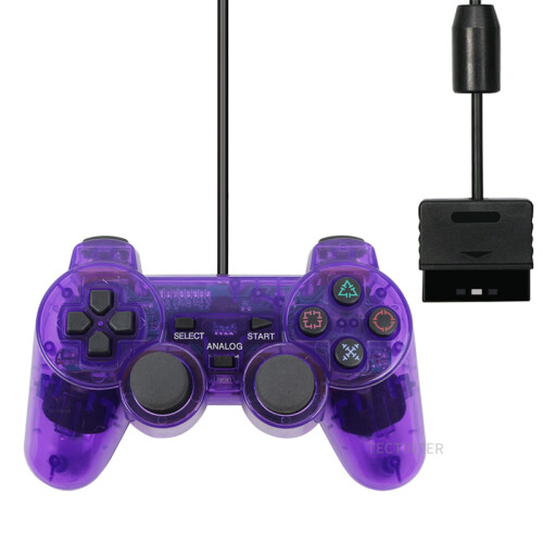 Transparent Color Wired Controller For PS2 /PS1 Console Vibration ...
