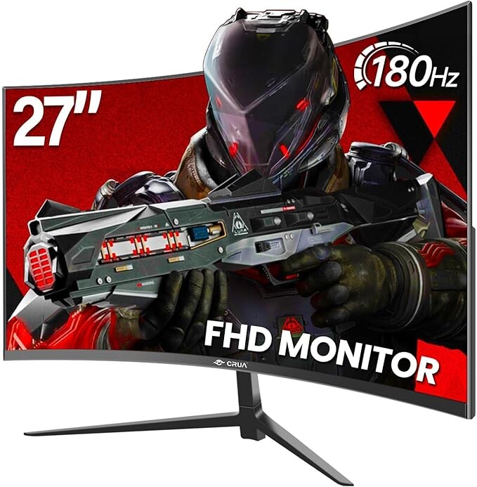 CRUA 27" 180Hz Curved Gaming Monitor, FHD 1080P VA Screen, 99% sRGB ...