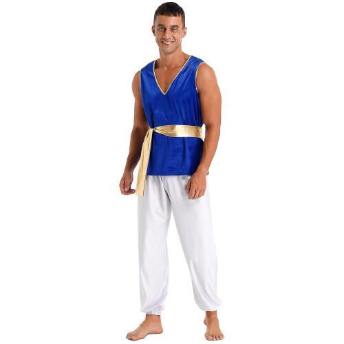 (Blue C, M) Adult Arab Prince Costume Mens Persian Arabian Halloween ...