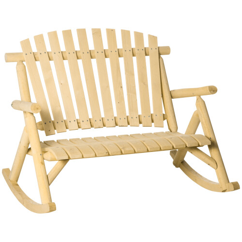 Double Wooden Porch Rocking Bench, Adirondack Porch Rocker Chair, Heavy ...