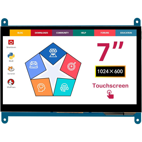 ELECROW For Raspberry Pi Screen, 7-Inch Touchscreen Monitor 1024X600 ...