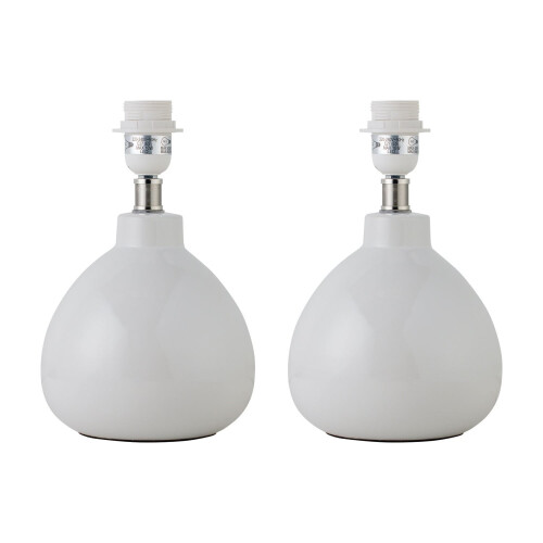 Set of 2 Tuscan - White Ceramic Table Lamp Bases Only for 25cm Diameter ...