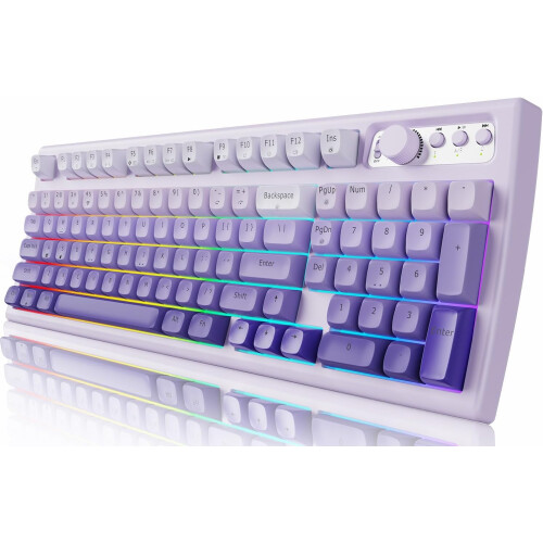 (Purple) V97 Cute Creamy Keyboard, Bluetooth/2.4GHz Gaming Keyboard ...