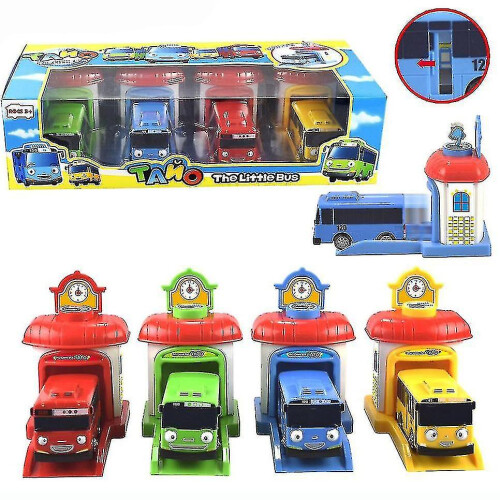 4pcs/set Scale Tayo The Bus Bus Oyuncak Garage Tayo Bus Ejection Car ...