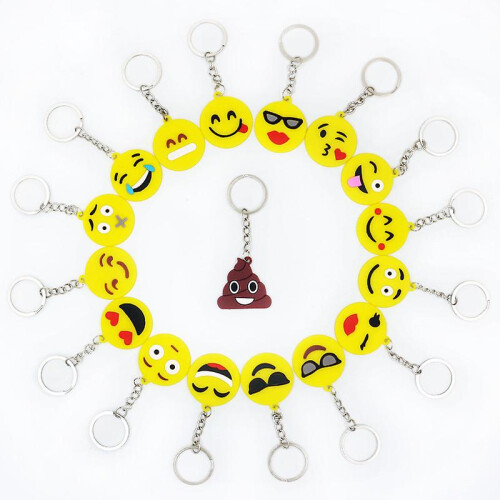 18 Pieces Smiley Keychain, Keychain Rings, Emoji Keychain, Emoticon ...