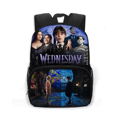 (E) Wednesday Addams Backpack For Teenager Nevermore Academy Children ...