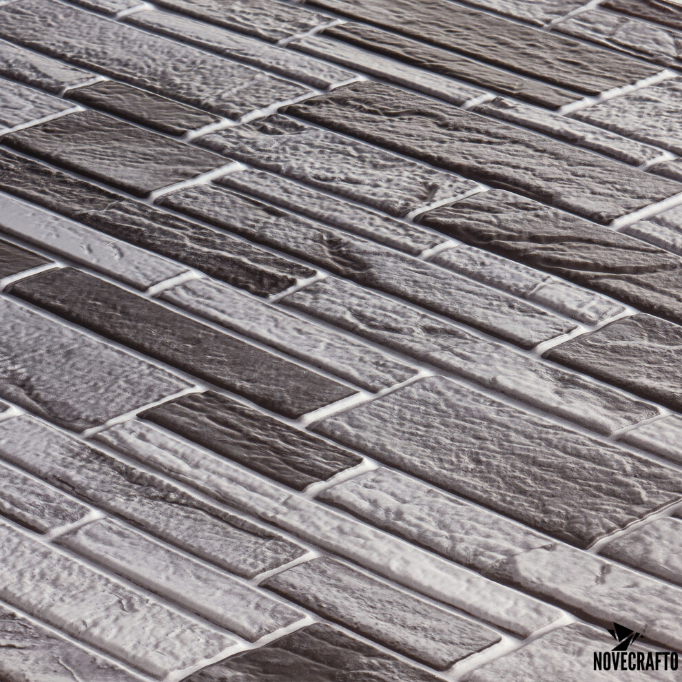 (Natural Grey, Set of 20) 3D Wall Panels (95.5x48cm) - Stone Slate Effect Wall Panelling on OnBuy
