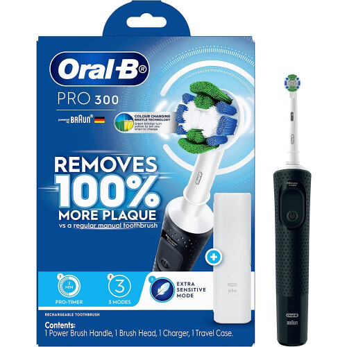 Oral-B Pro 300 Black Electric Toothbrush - Black on OnBuy