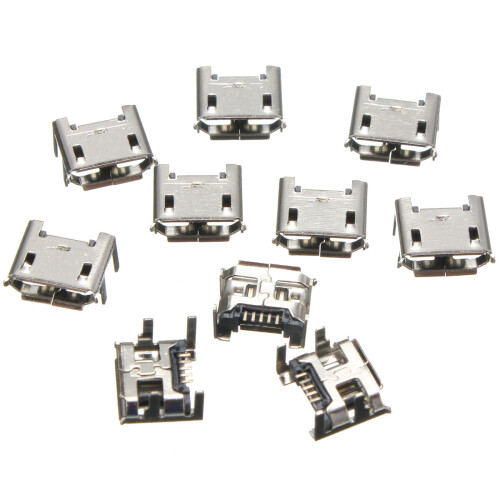 50pcs Micro USB Type B 5 Pin Female Socket 4 Vertical Legs For Solder ...