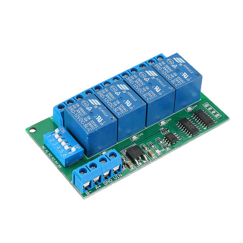 4 Channel RS485 Relay Module Modbus RTU AT Command Remote Control ...
