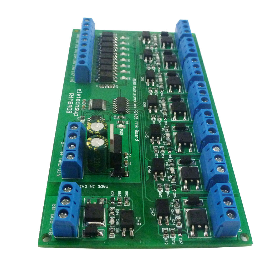 DC 12V 24V 8 Isolated IO DIN35 C45 Rail Box UART RS485 MOSFET Module Modbus RTU Control Switch ...