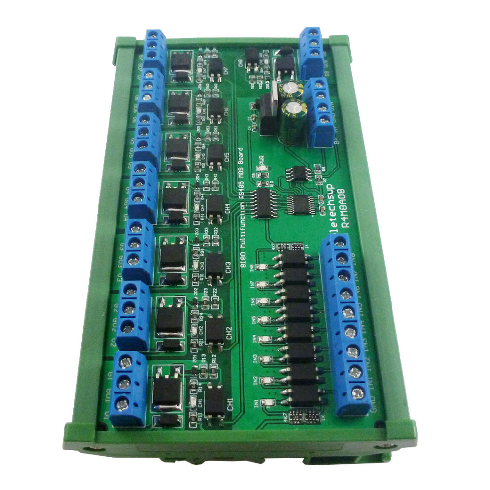 DC 12V 24V 8 Isolated IO DIN35 C45 Rail Box UART RS485 MOSFET Module Modbus RTU Control Switch ...