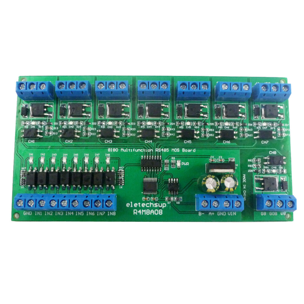 DC 12V 24V 8 Isolated IO DIN35 C45 Rail Box UART RS485 MOSFET Module Modbus RTU Control Switch ...