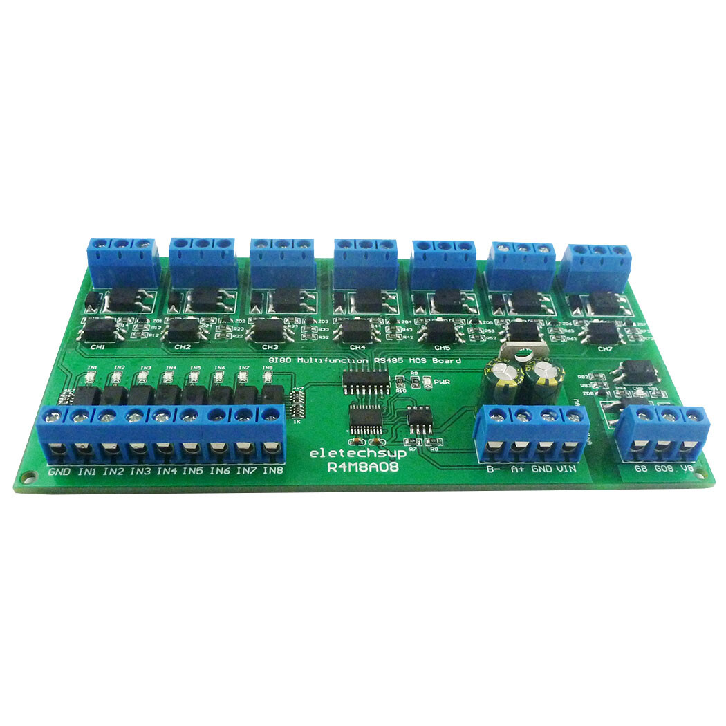 DC 12V 24V 8 Isolated IO DIN35 C45 Rail Box UART RS485 MOSFET Module Modbus RTU Control Switch ...