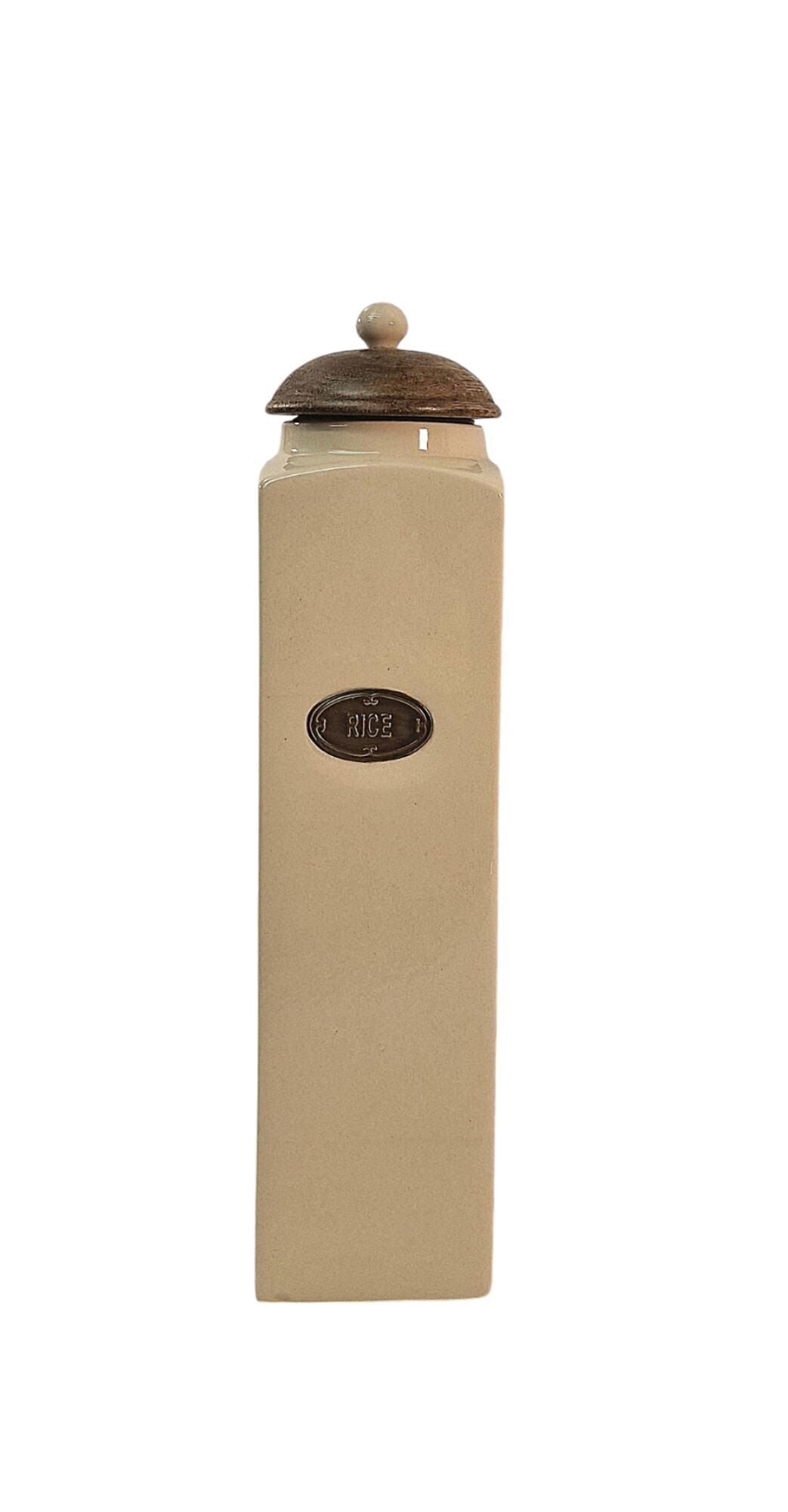 Ceramic Rice Jar with Mango Wood Lid on OnBuy