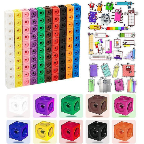100pcs Numberblocks Multilink Linking Counting Cubes Snap Blocks ...