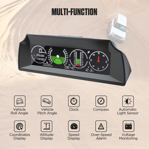 AUTOOL X90 Car Slope Meter Inclinometer Car Compass HUD Pitch Tilt Angle Protractor Clock ...