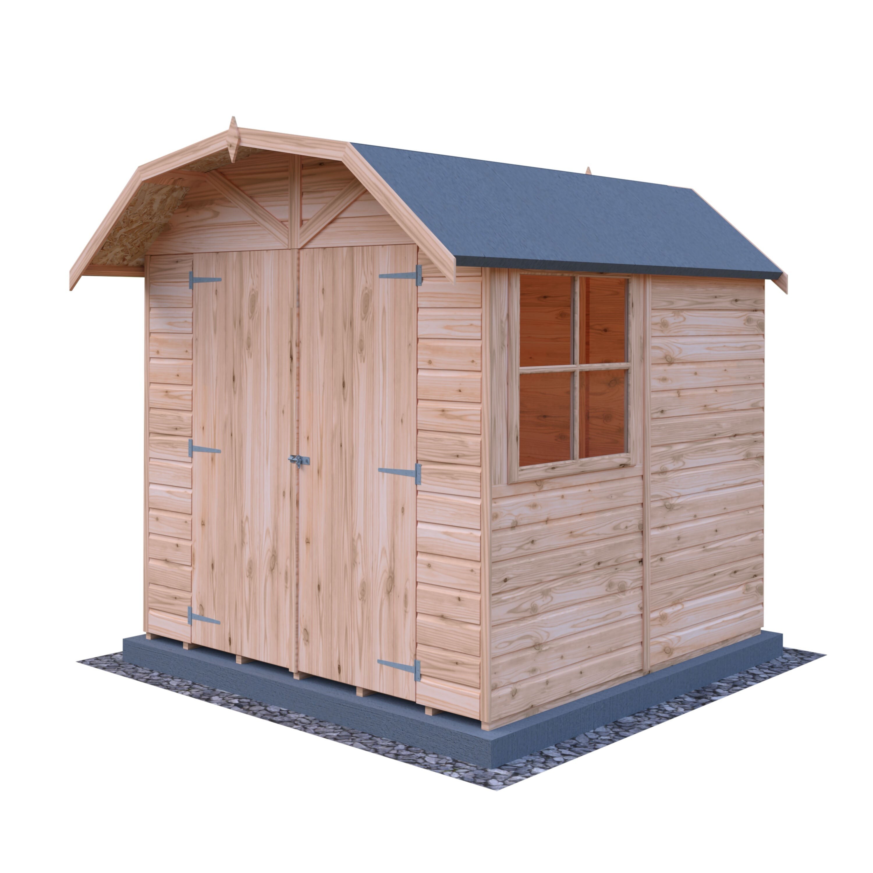 Shire Barn 7x7 12mm interlock Clad wooden Shed - Outdoor Wooden Garden ...