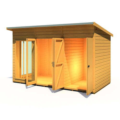 Shire Lela 12x6 Multiroom Summerhouse and Storage Shed - Outdoor Wooden ...