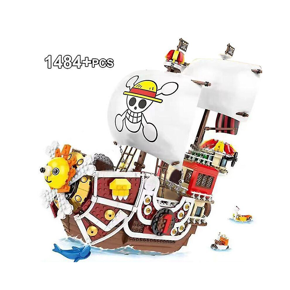 1484pcs 8dolls Anime One Piece Pirates Ship Thousand Sunny Boat Models ...