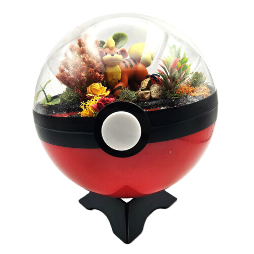 Pokemon Growlithe Crystal Terrarium Lava Red Poke Ball Handmade on OnBuy