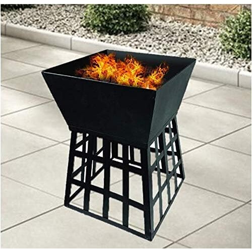 Square Brazier Fire Pit with BBQ Grill - Outdoor Patio Heater on OnBuy
