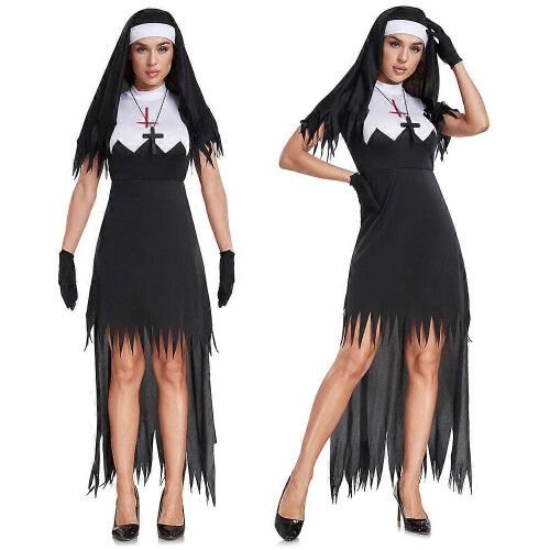 (XL) Adult Cosplay Valak Demon Nun The Conjuring Dress Halloween Party ...