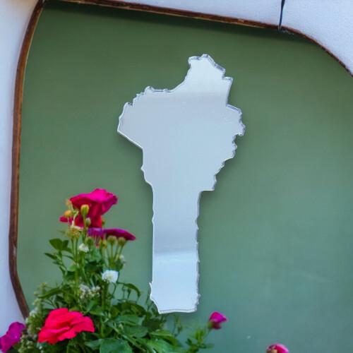 (Silver Mirror, 50cm x 40 cm) Benin Country Shaped Map Mirrors, Custom ...
