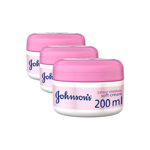 Johnson's 24 Hour Moisture Soft Cream 200ml Pack Of 3 | Reduce Dryness ...