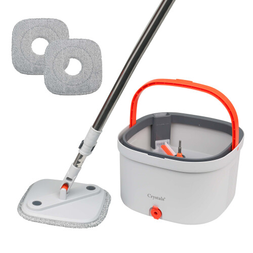 (Square Mop & Bucket With 2 Pads) Self-Cleaning 360-Degree Rotate Spin ...