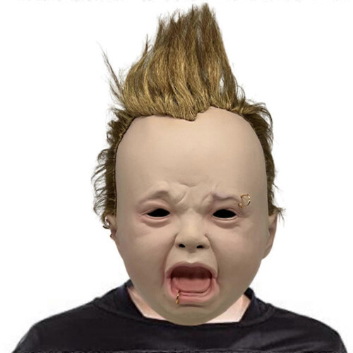 Creepy and Hilarious Crying Baby Mask Latex Full Head Halloween Cosplay ...