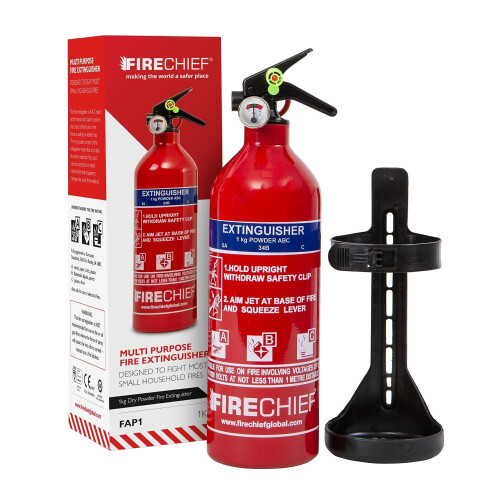 Multi Purpose Powder Fire Extinguisher Ready to Use in Seconds 1kg ABC ...