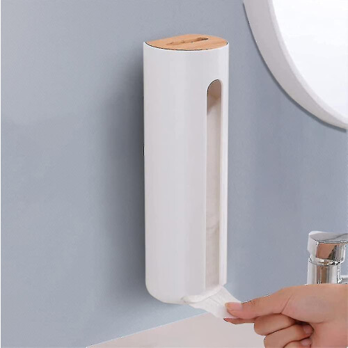 Cotton Pad Storage, Wall Mounting Cotton Pad Dispenser With Wooden Lid ...