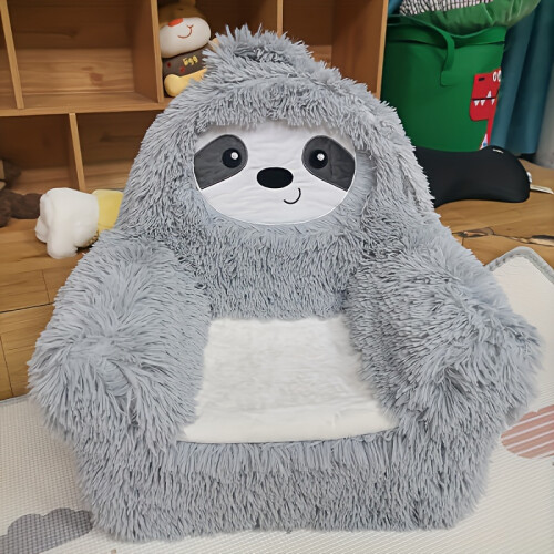 (grey) Fuzzy Sloth Sofa: Adorable Plush Chair for Adults - No Feathers ...